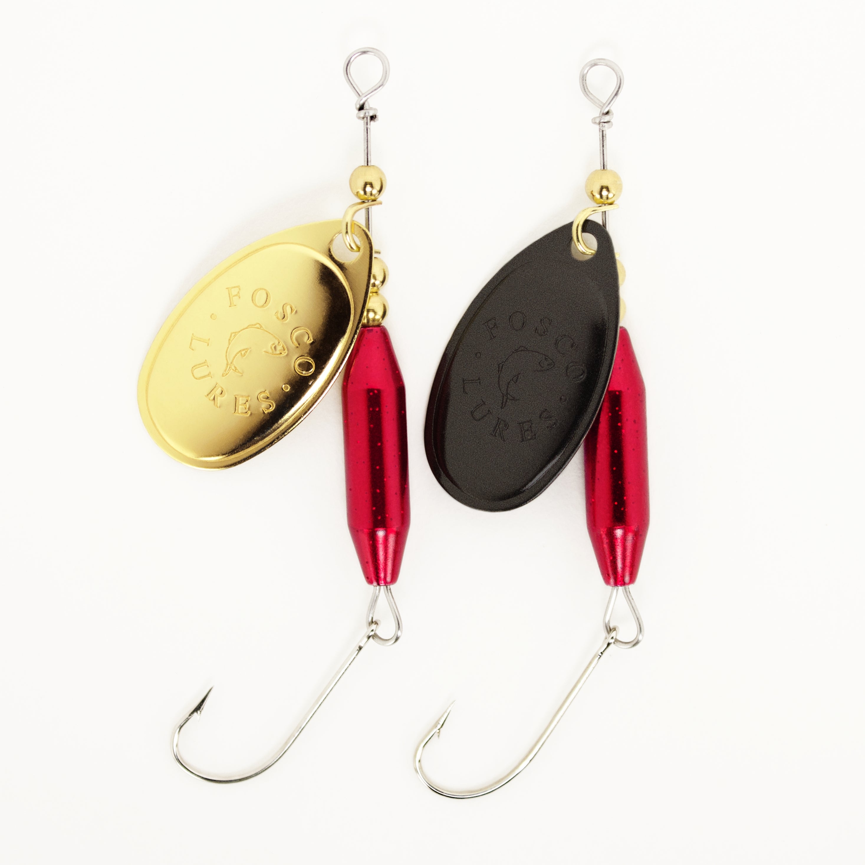 Fosco Handmade Fishing Lure • Pigeon Blood Red Inline Spinner • Single ...